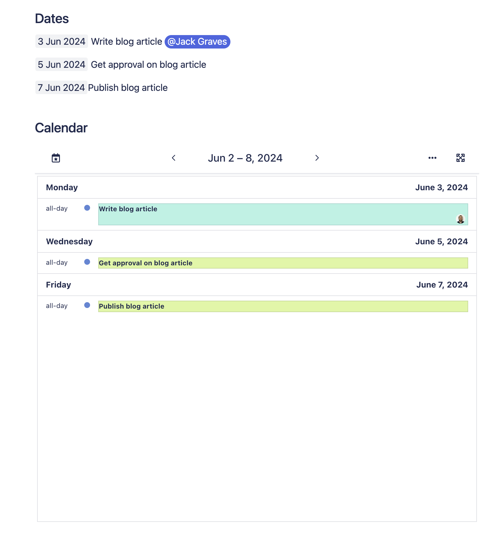 Using the Calendar macro
