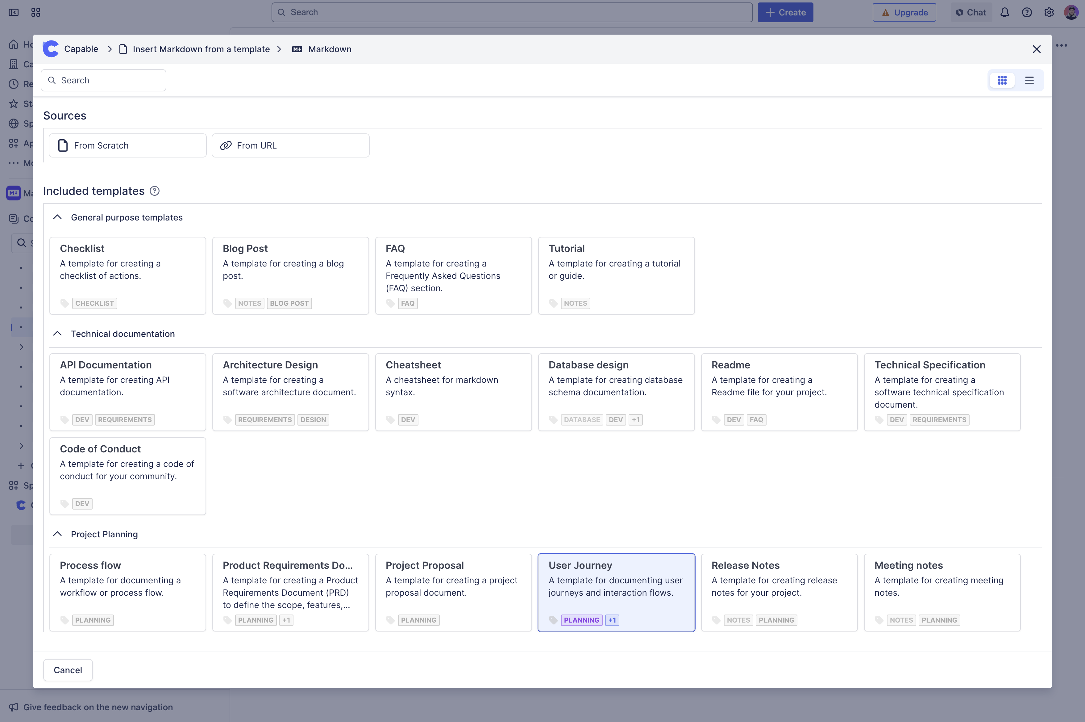 Insert Markdown from a template