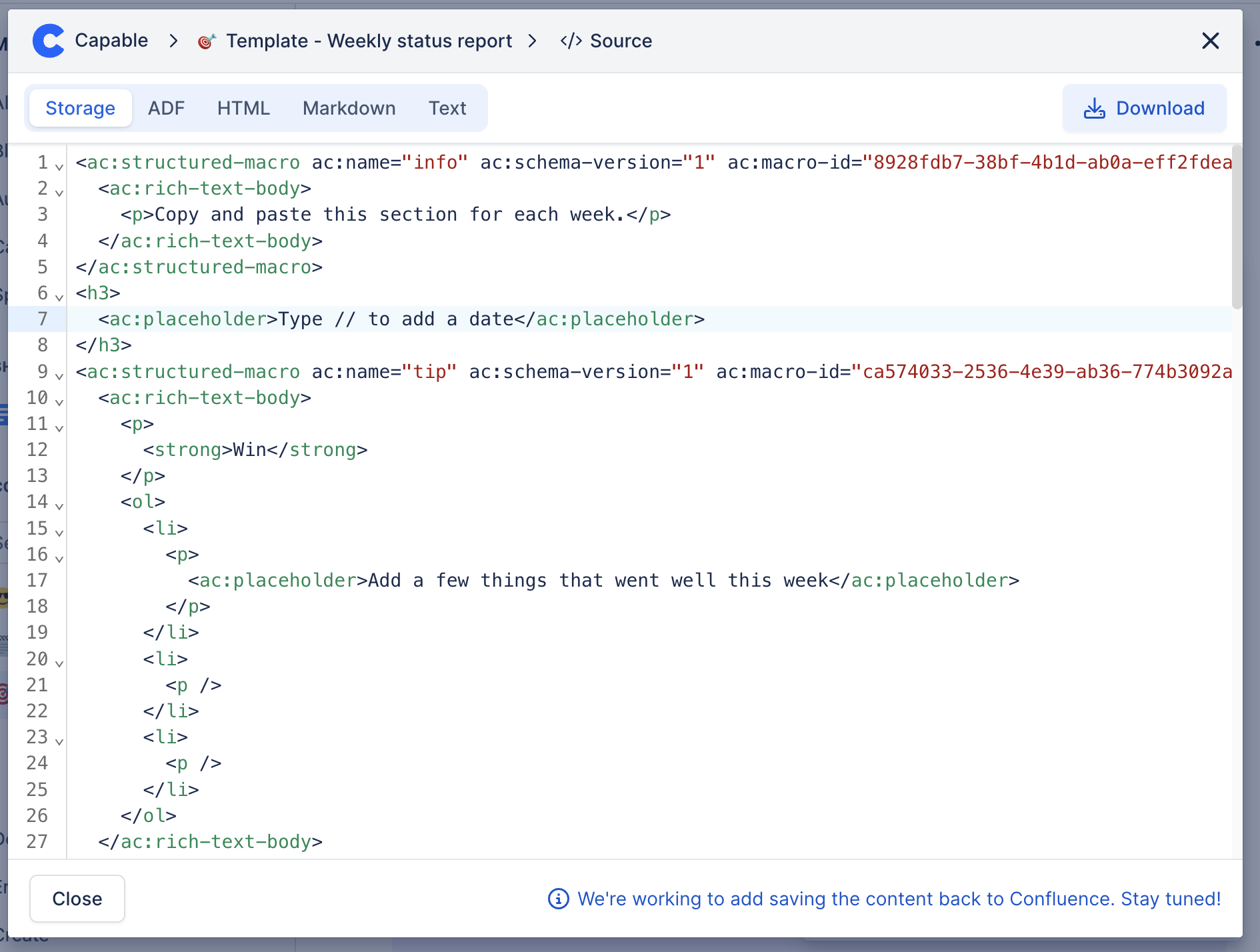 Viewing Confluence Page Source